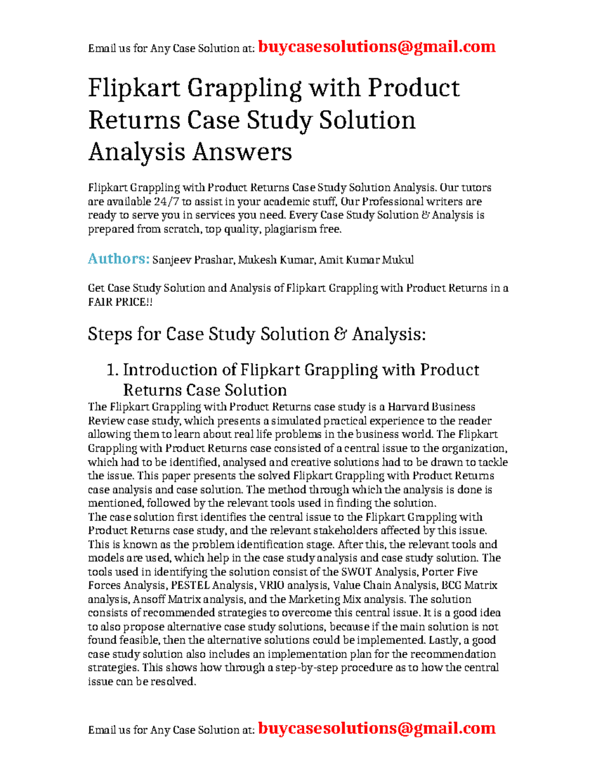 Flipkart Case Study Solution: Managing Product Returns Effectively ...