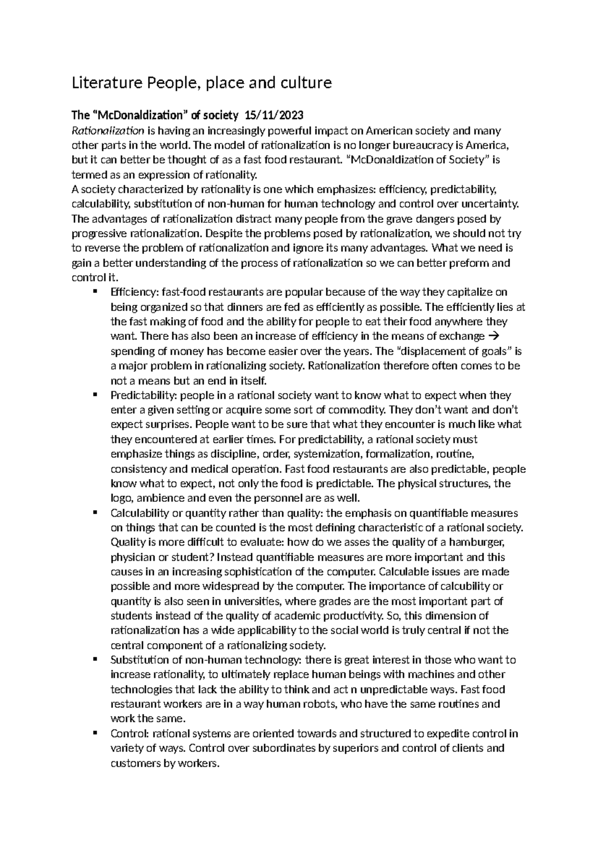 Literature, People, Place & Culture: Understanding Rationalization ...