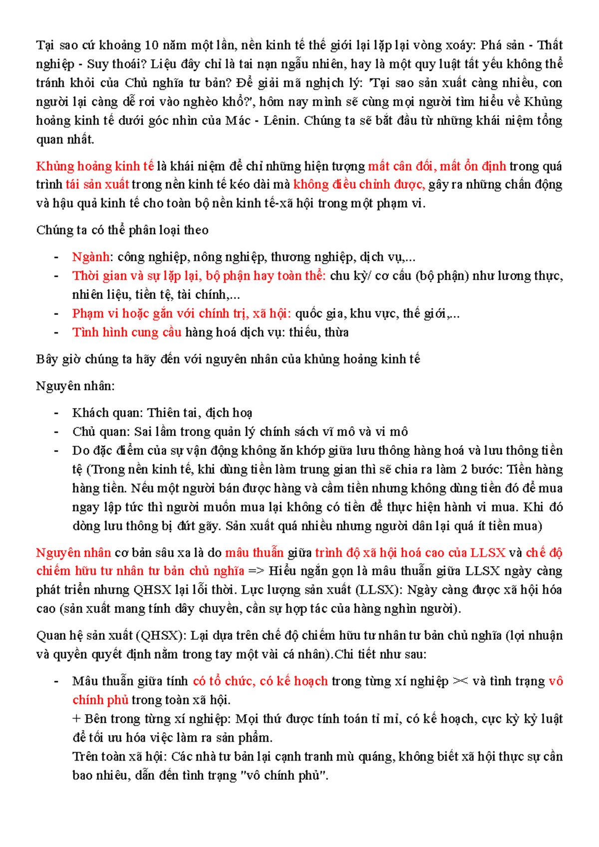 Khủng hoảng Kinh tế: Phân tích theo góc nhìn Mác Lênin - Final Exam ...
