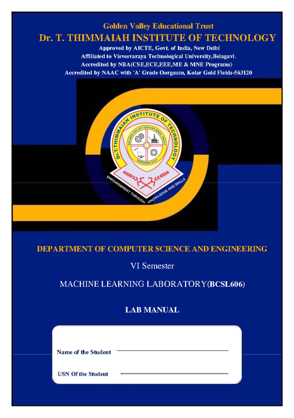 Machine Learning Lab Manual (BCSL606) - 2025-26 Edition - Studocu