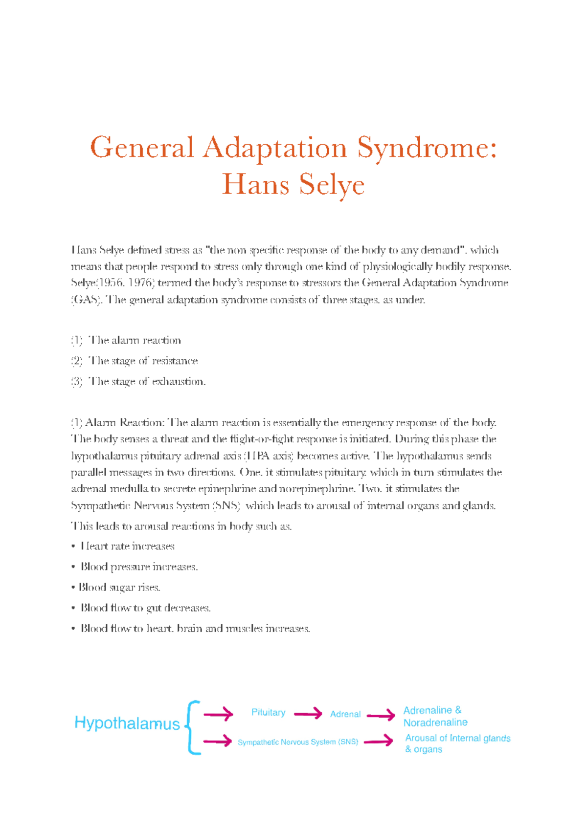 GAS Model: Understanding Trauma and Stress Dynamics with Selye - Studocu