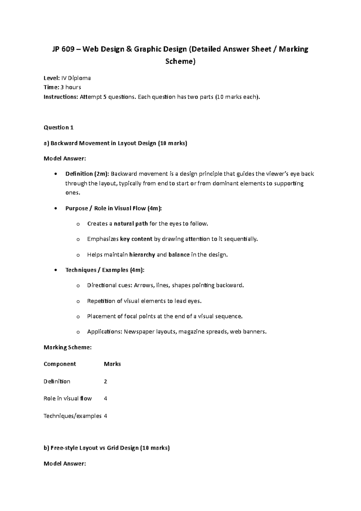 JP 609 Web Design & Graphic Design Marking Scheme Notes - Studocu