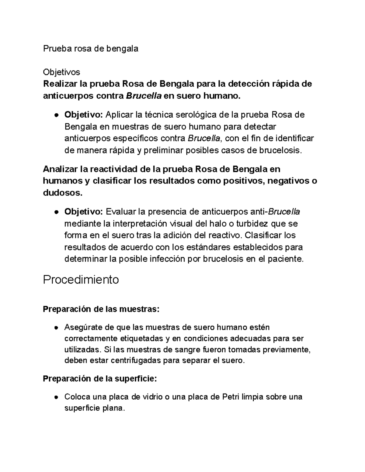 Prueba Rosa de Bengala para Detección de Anticuerpos Anti-Brucella ...