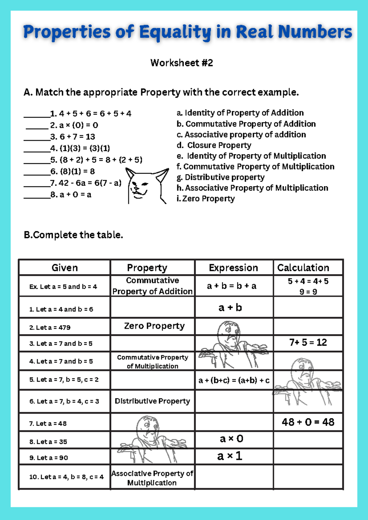 Worksheet #2: Properties of Equality with Examples and Solutions - Studocu