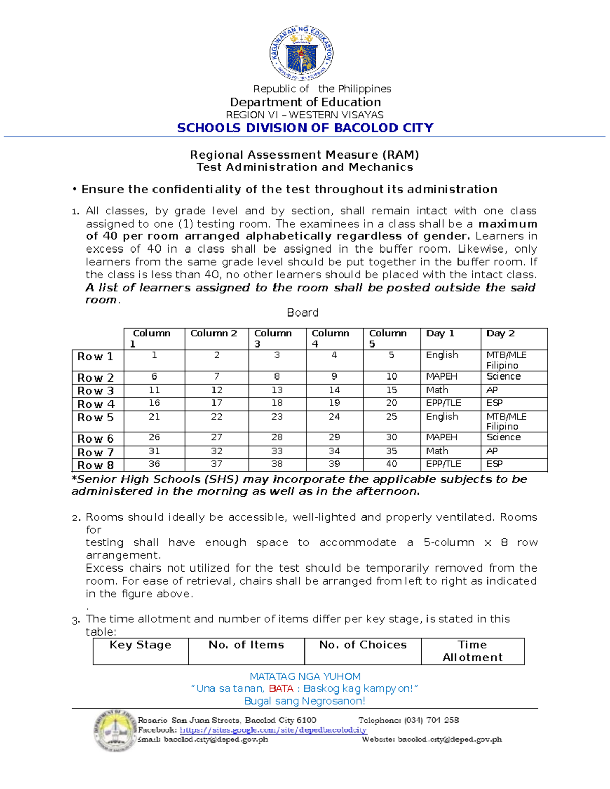 Regional Assessment Measure (RAM) Test Admin Guidelines - MBNJGFHGCFR ...