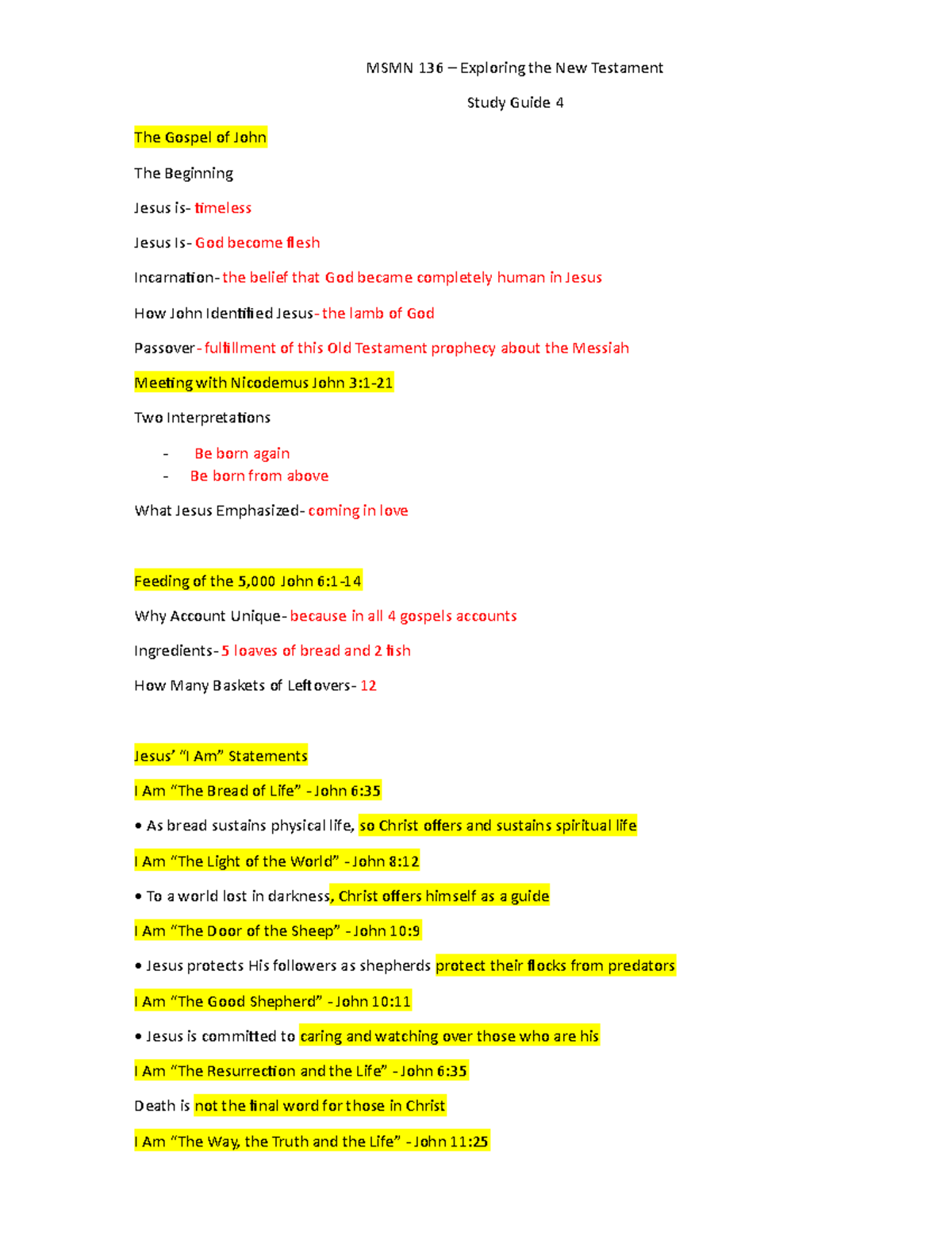 Unit 4 Study Guide - week 4 of lecture notes - MSMN 136 – Exploring the ...
