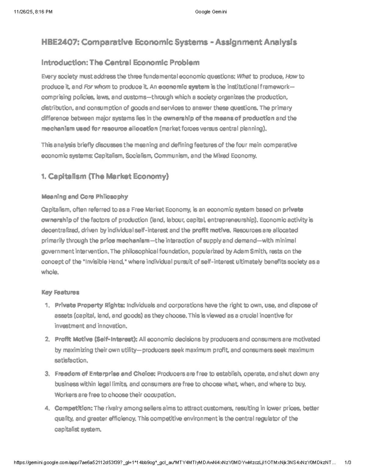 HBE2407: Comparative Economic Systems Assignment Analysis - Studocu