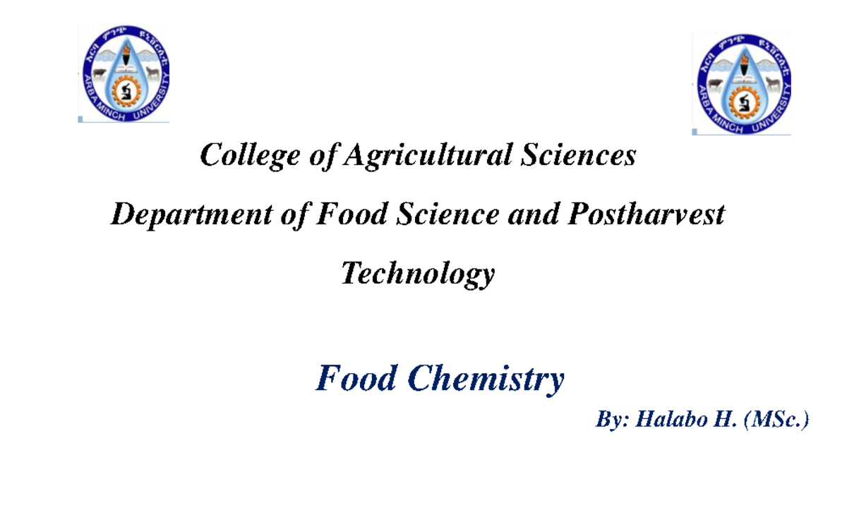 Food Chemistry Lecture Notes - FST 101: Introduction to Food Chemistry ...