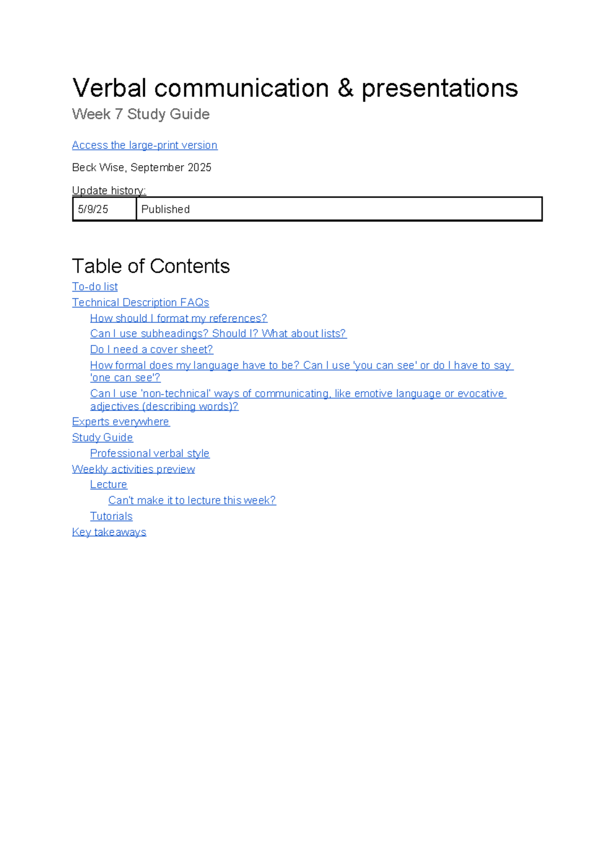 Verbal Communication & Presentations: Week 7 Study Guide (ENGL 101) - Studocu