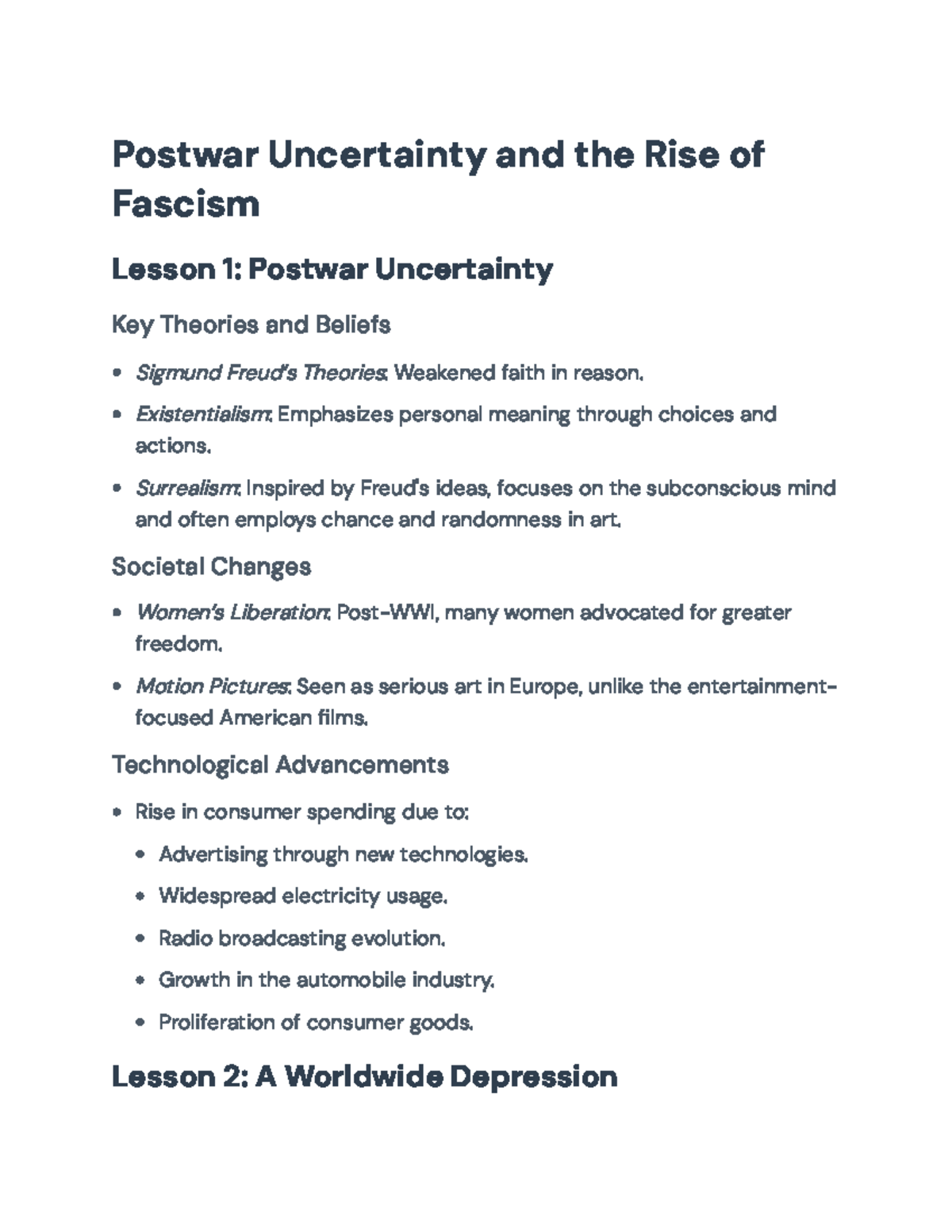Postwar Uncertainty and the Rise of Fascism: Key Theories and Changes ...