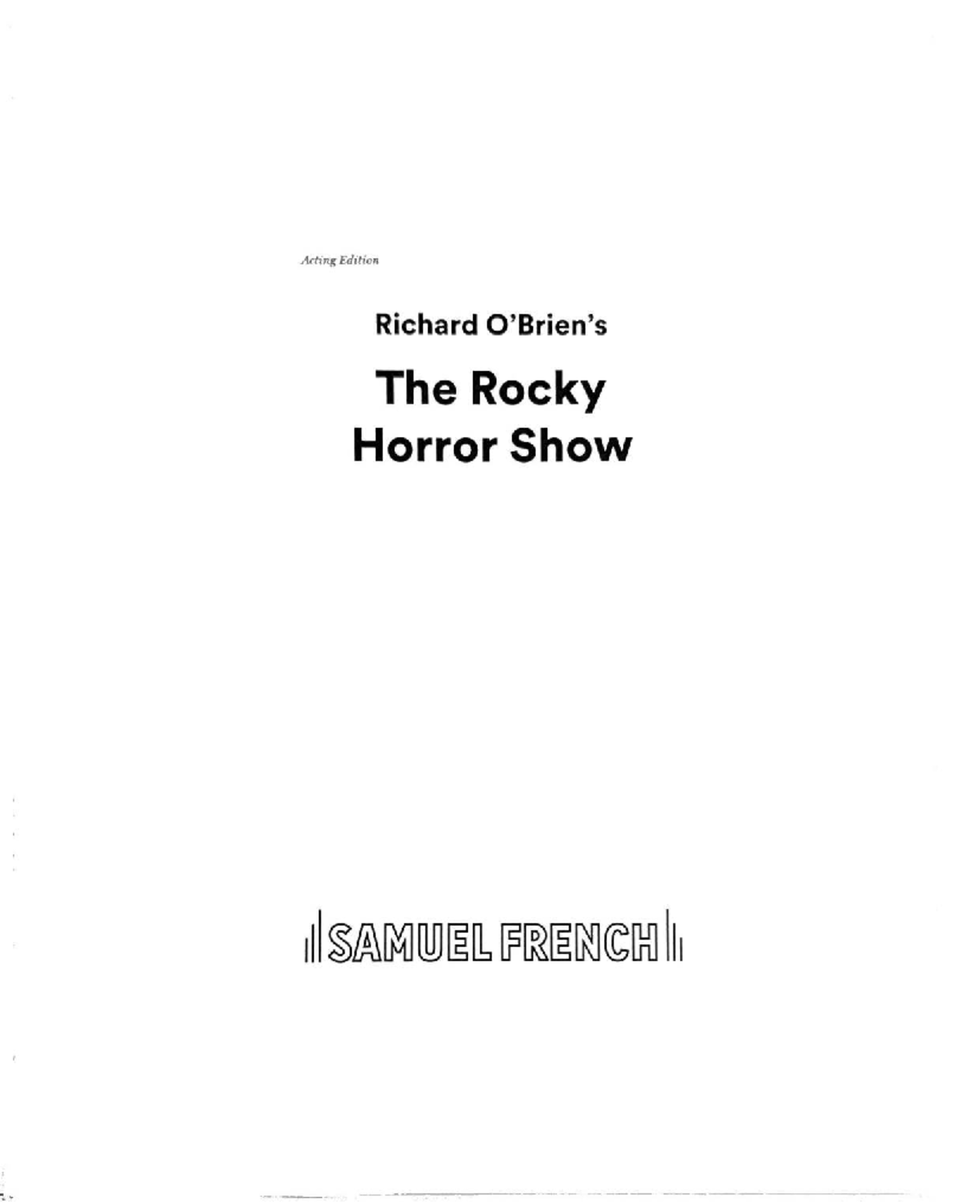 Rocky Horror Show Script: Index of Songs and Scenes - Studocu
