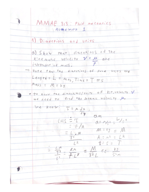 Formula sheet 1-1 - Summary Fluid Mechanics - Formula Sheet Unit ...