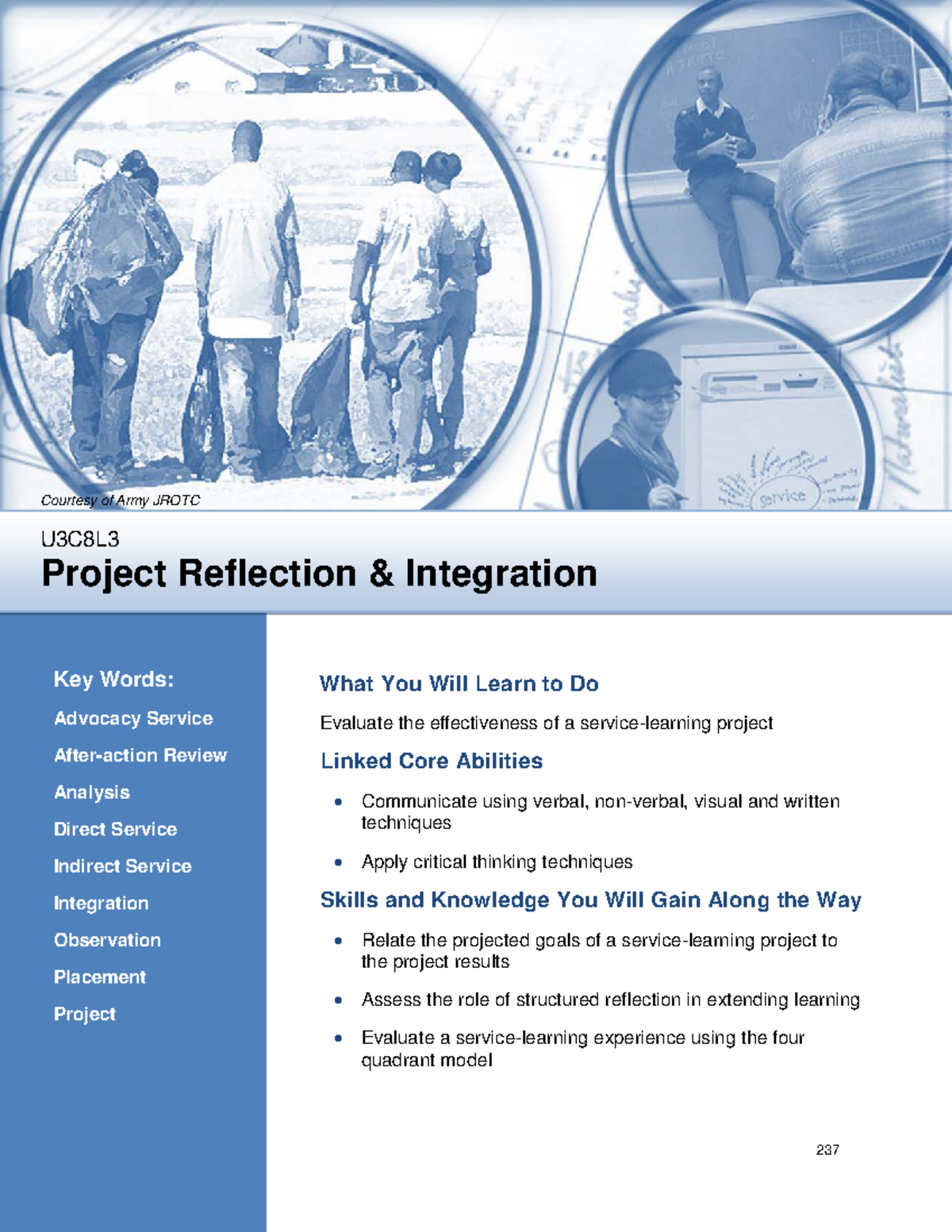 U3C8L3 Project Reflection & Integration in Army JROTC Service Learning ...