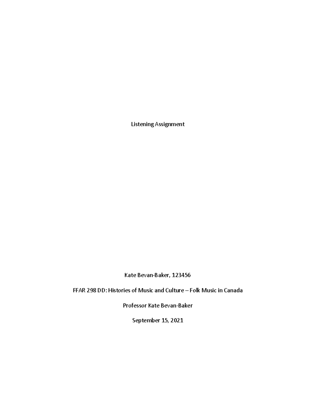 FFAR 298 DD Listening Assignment: Folk Music in Canada Analysis - Studocu