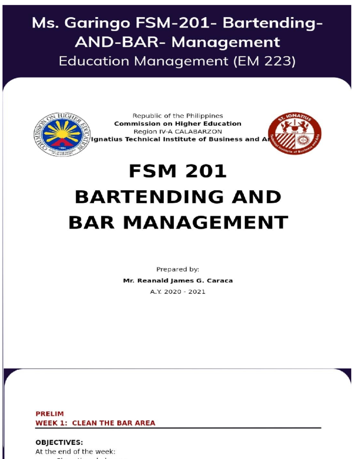 FSM-226-Module - FSM - Ms. Garingo Management Education Management (EM ...