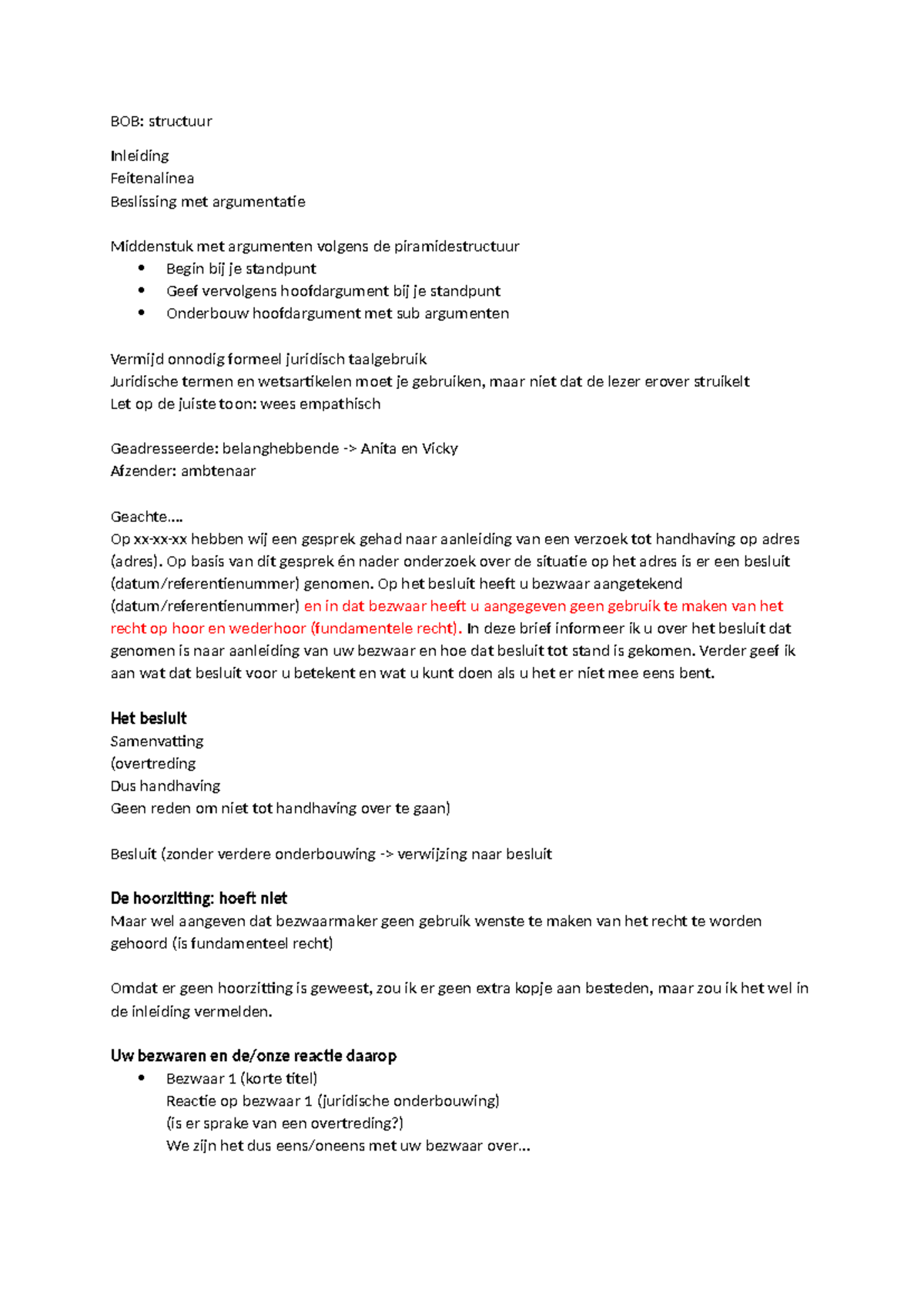 BEP BOB Structuur: Besluitvormingsproces en Argumentatie Analyse ...