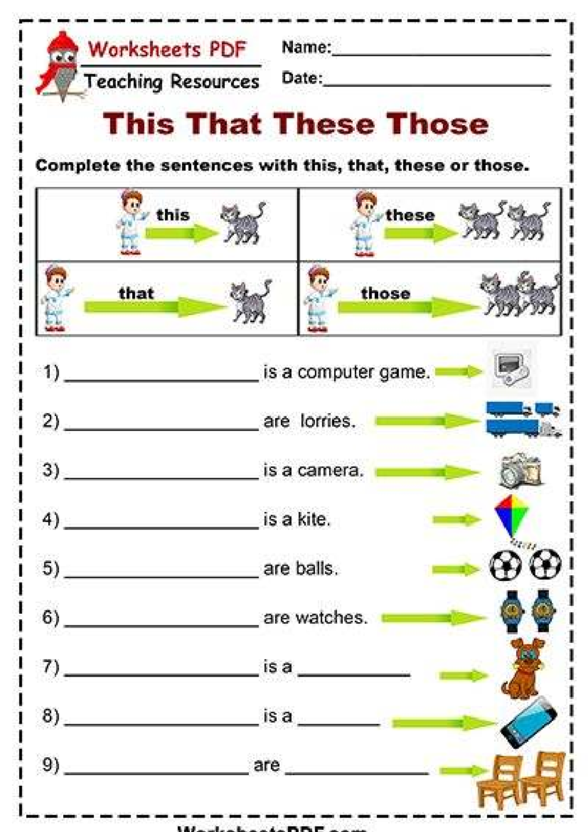 Teaching Resources: Demonstrative Adjectives Worksheets - Studocu