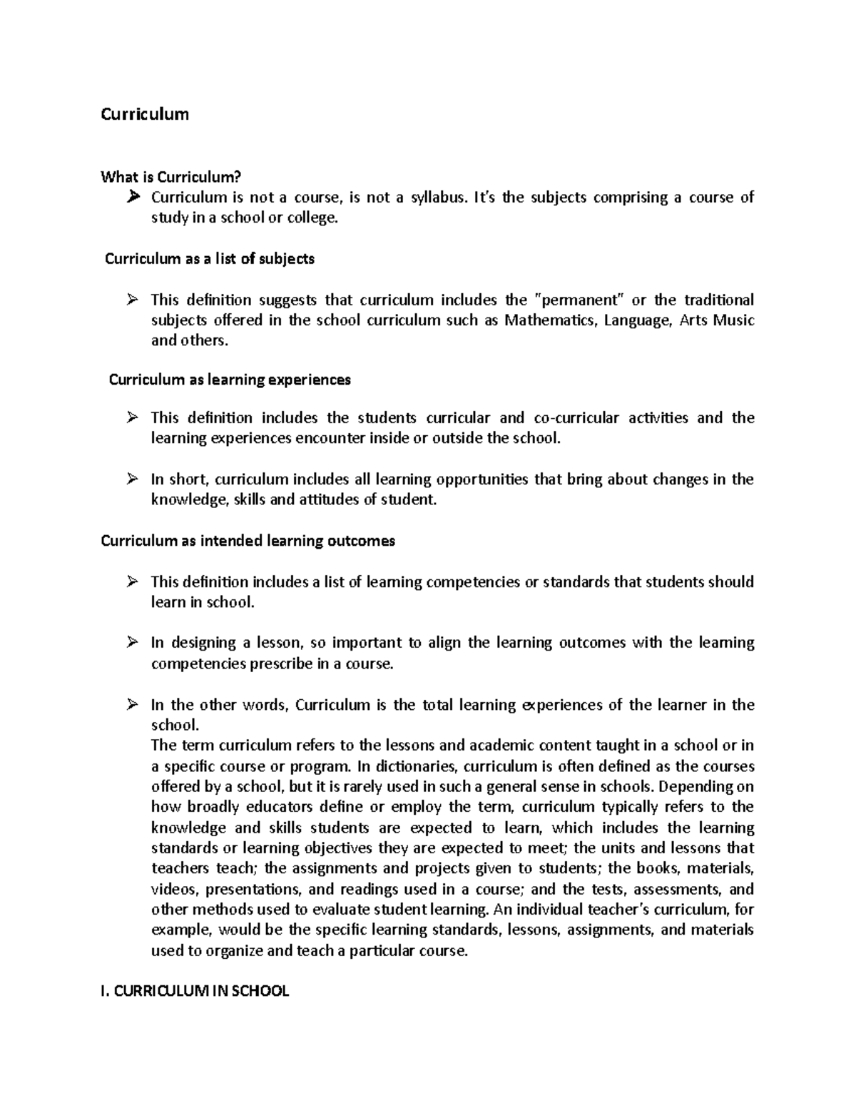 The Curriculum - Curriculum What is Curriculum? Curriculum is not a ...