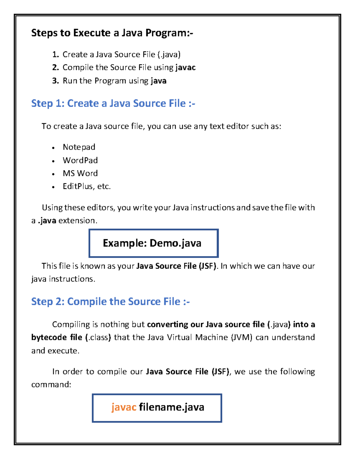 Class - 4 Steps to Execute a Java Program: A Guide to Java Execution ...