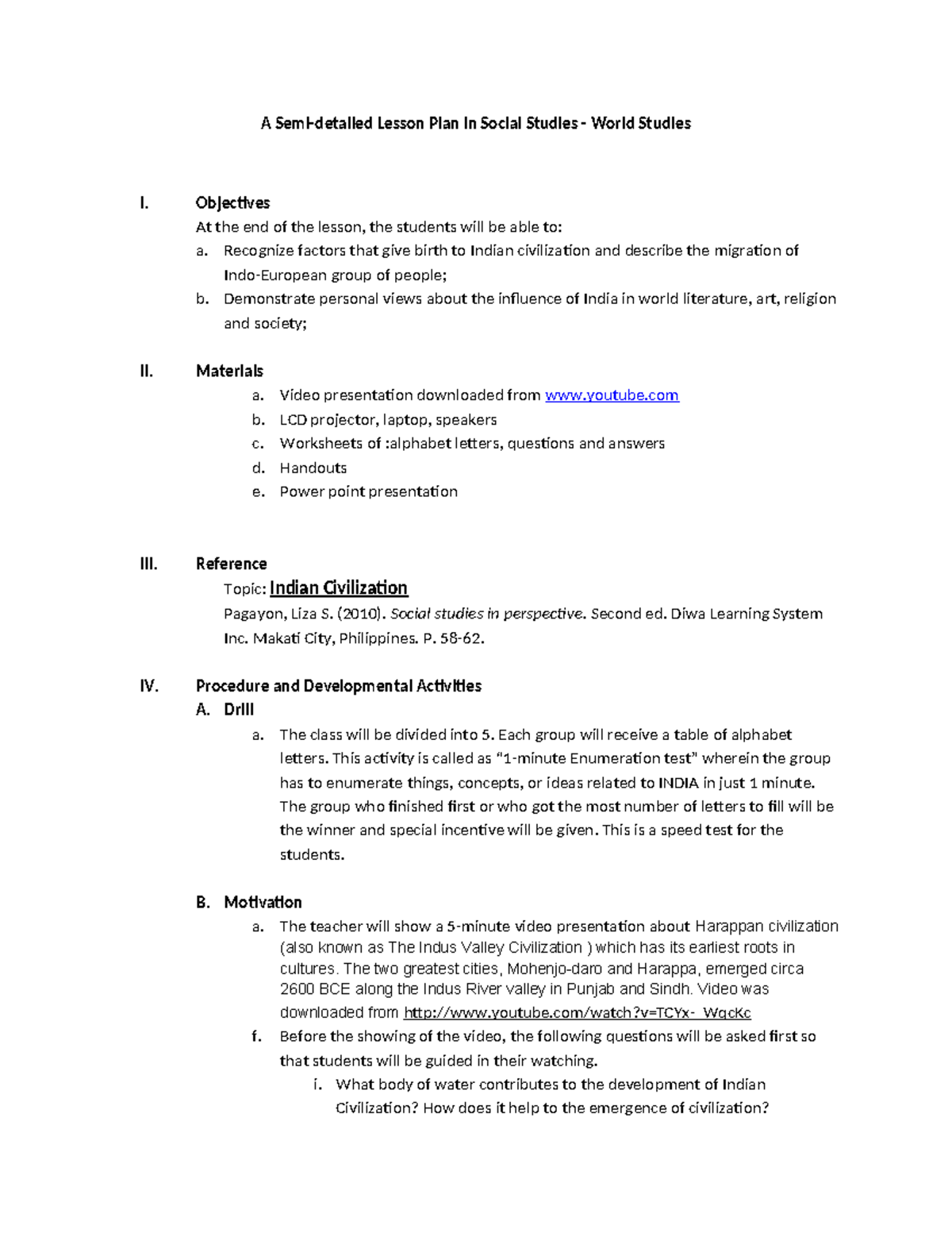 A Semi detailed Lesson Plan in Social St2 - A Semi-detailed Lesson Plan ...