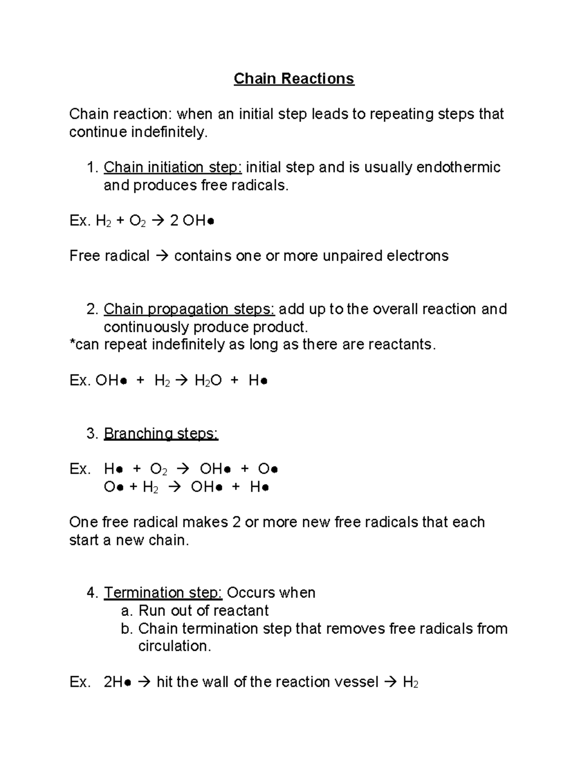 7 Chain Reactions - Chem Notes for CHM 101 - Studocu