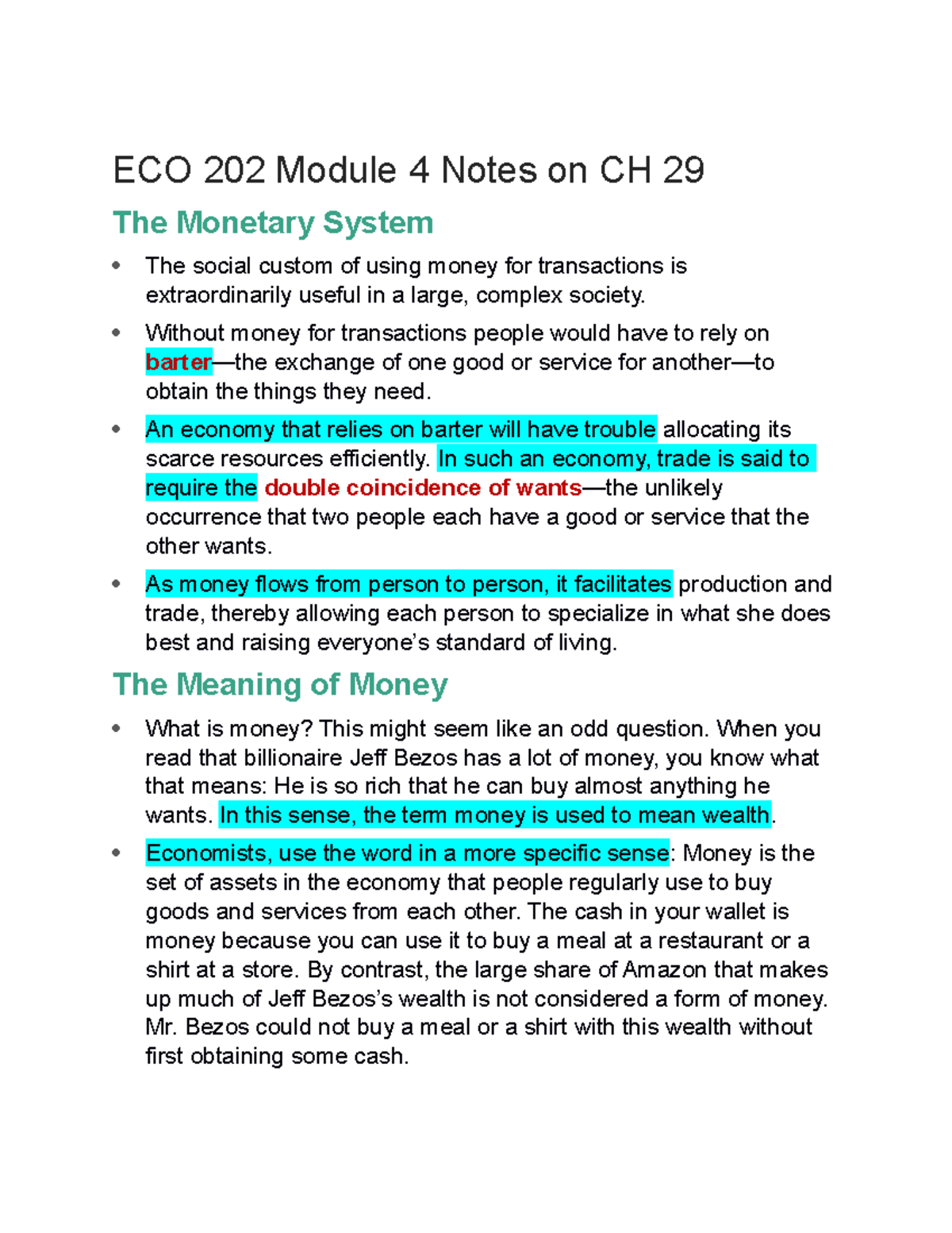 ECO 202 Module 4 Notes on CH 29 - ECO 202 Module 4 Notes on CH 29 The ...
