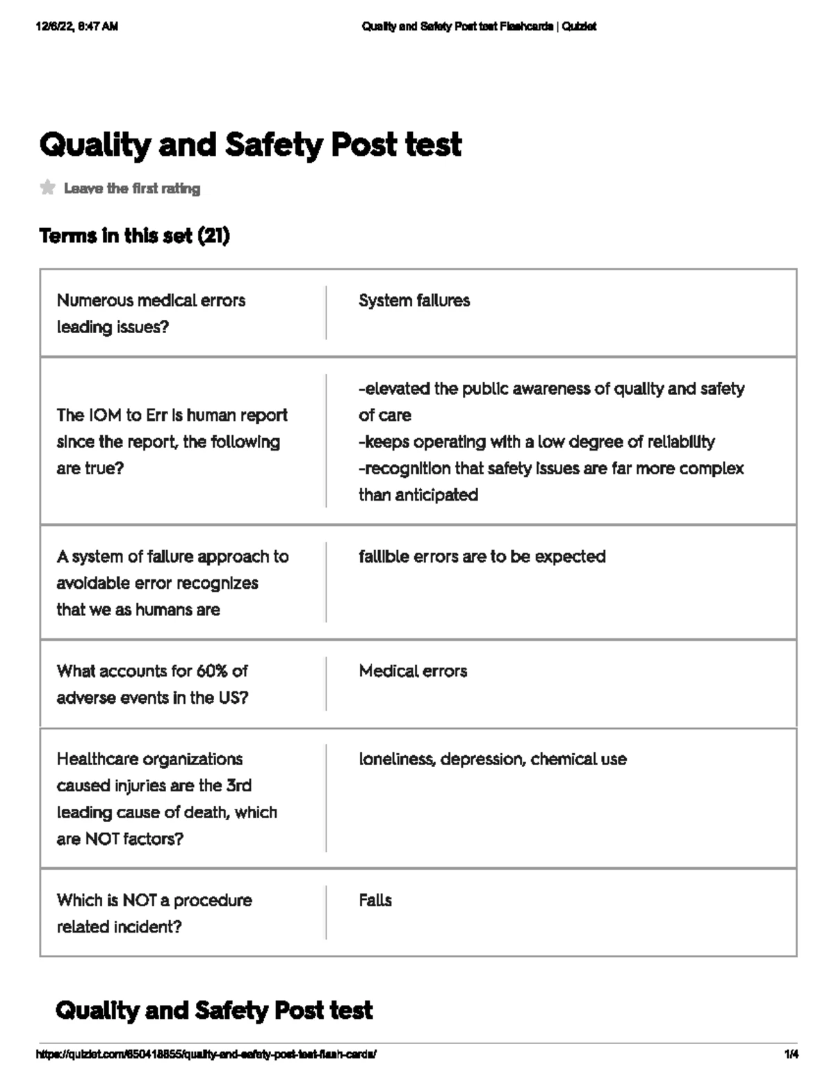Quality Final Exam topics - NUR2833C Nursing Quality and Safety Final ...