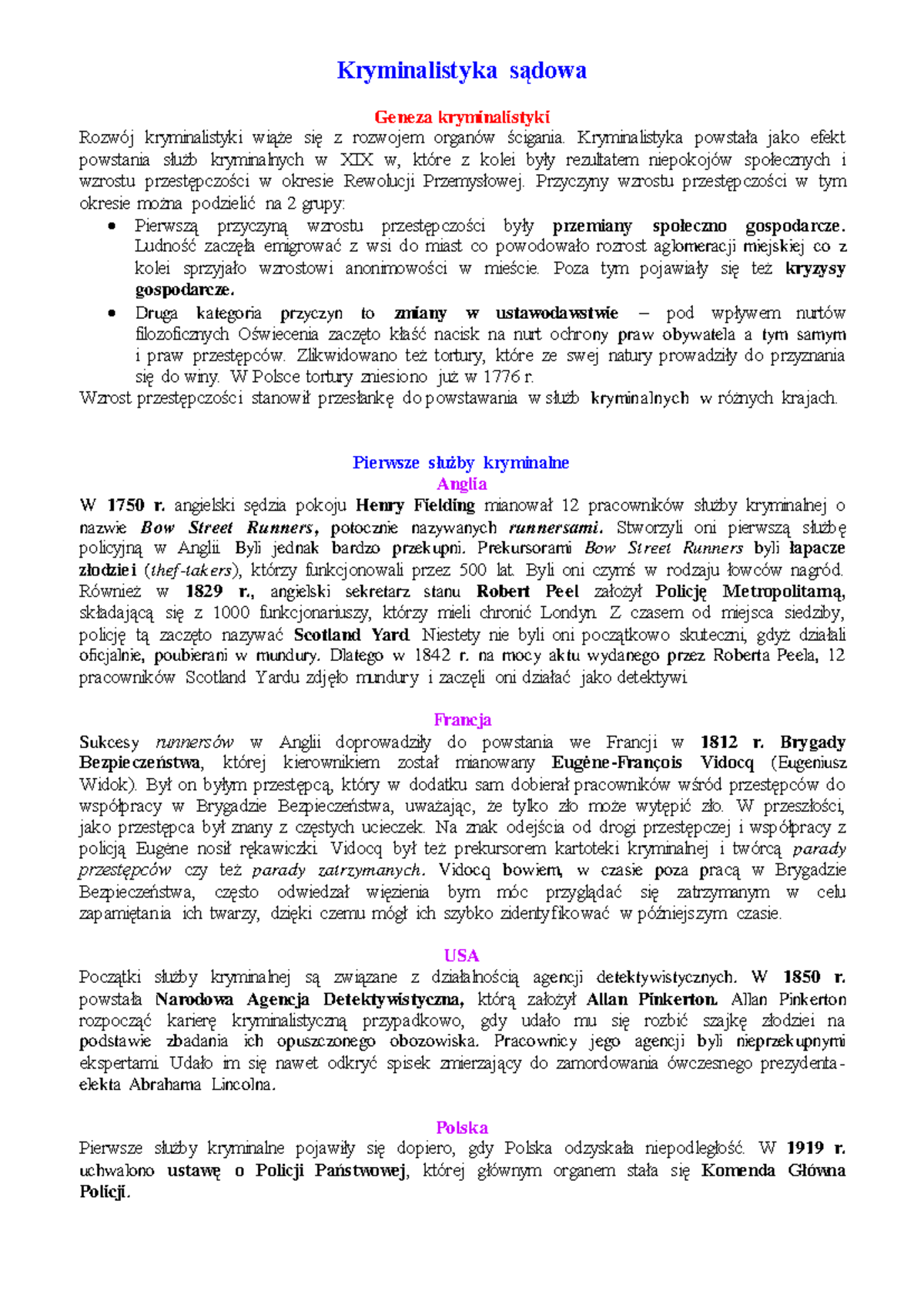 KS-ML-Skrypt - Skrypt do kryminalistyki - Kryminalistyka sądowa Geneza kryminalistyki Rozwój ...