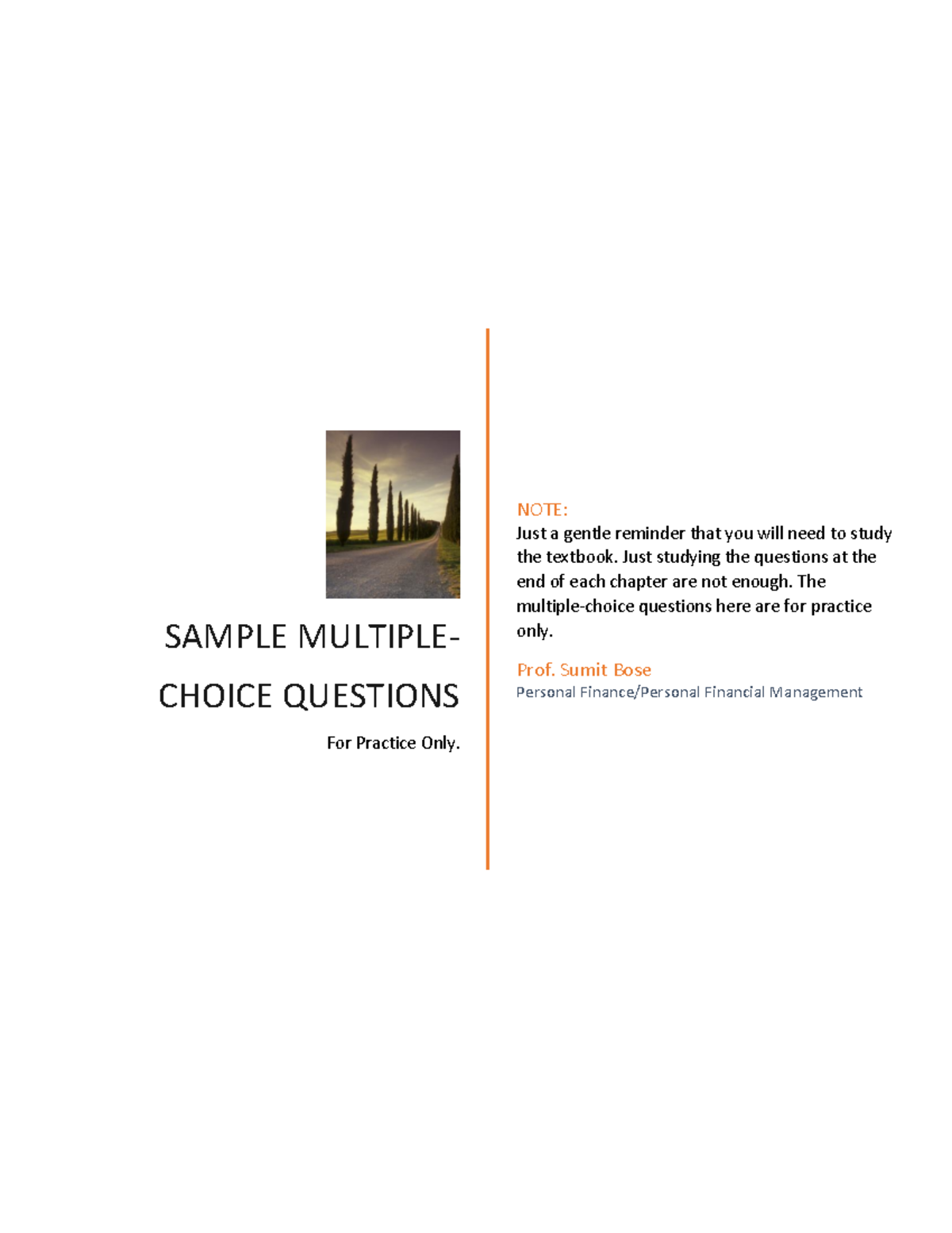 Multiple-Choice Sample Questions - SAMPLE MULTIPLE- CHOICE QUESTIONS ...