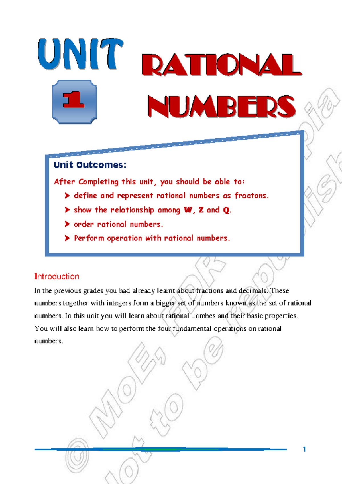 Maths Grade 7 Unit 1 - new - UUN UNNIIITTT Introduction In the previous ...
