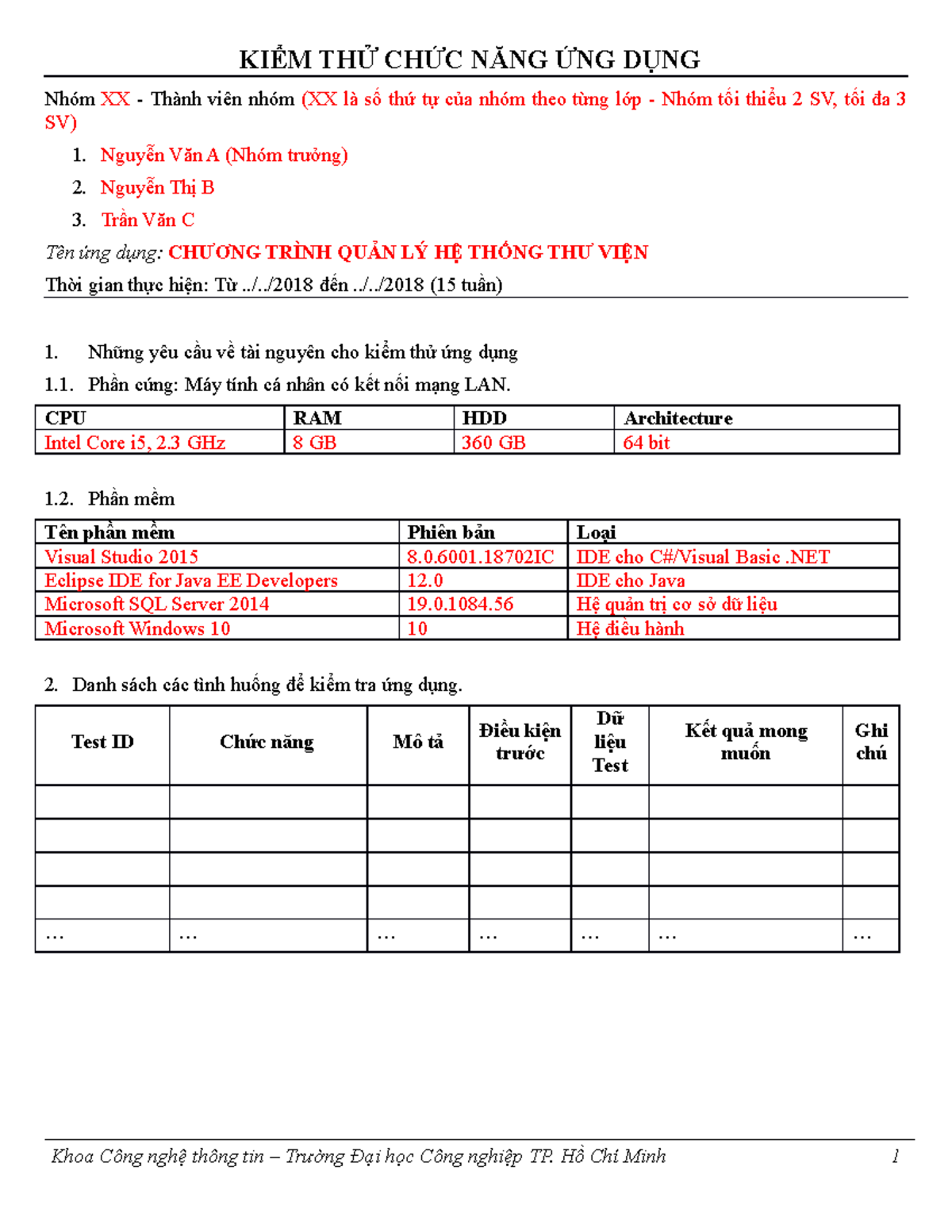 5 Application Development Checklist - KIỂM THỬ CHỨC NĂNG ỨNG DỤNG Nhóm XX - Thành viên nhóm (XX ...