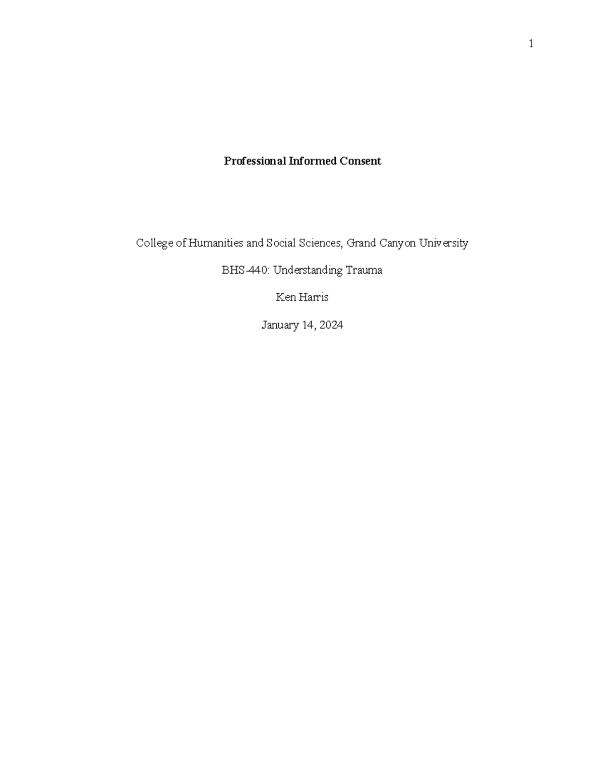 BHS-440: Professional Informed Consent and Its Ethical Implications - Studocu