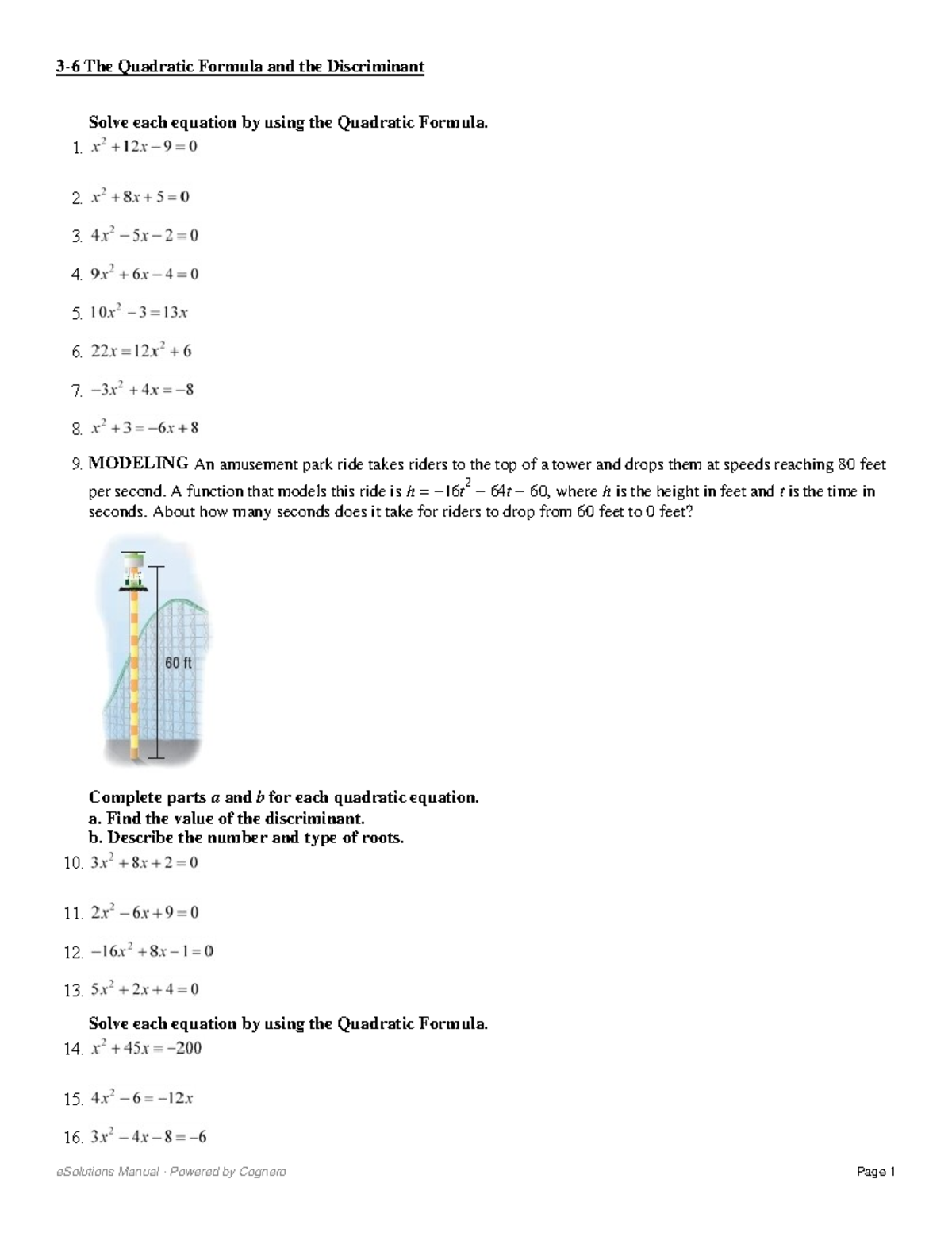 3-6 The Quadratic Formula and the Discriminant Bookwork-1 - The ...