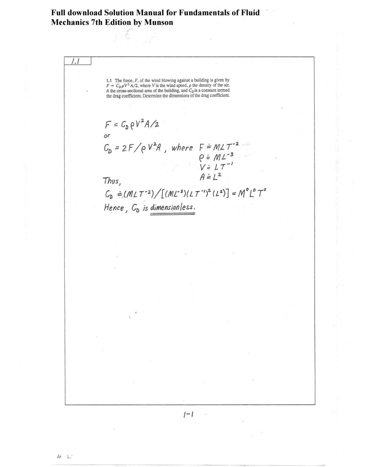 FM1 Solution Manual: Fundamentals of Fluid Mechanics (7th Ed.) - Studocu