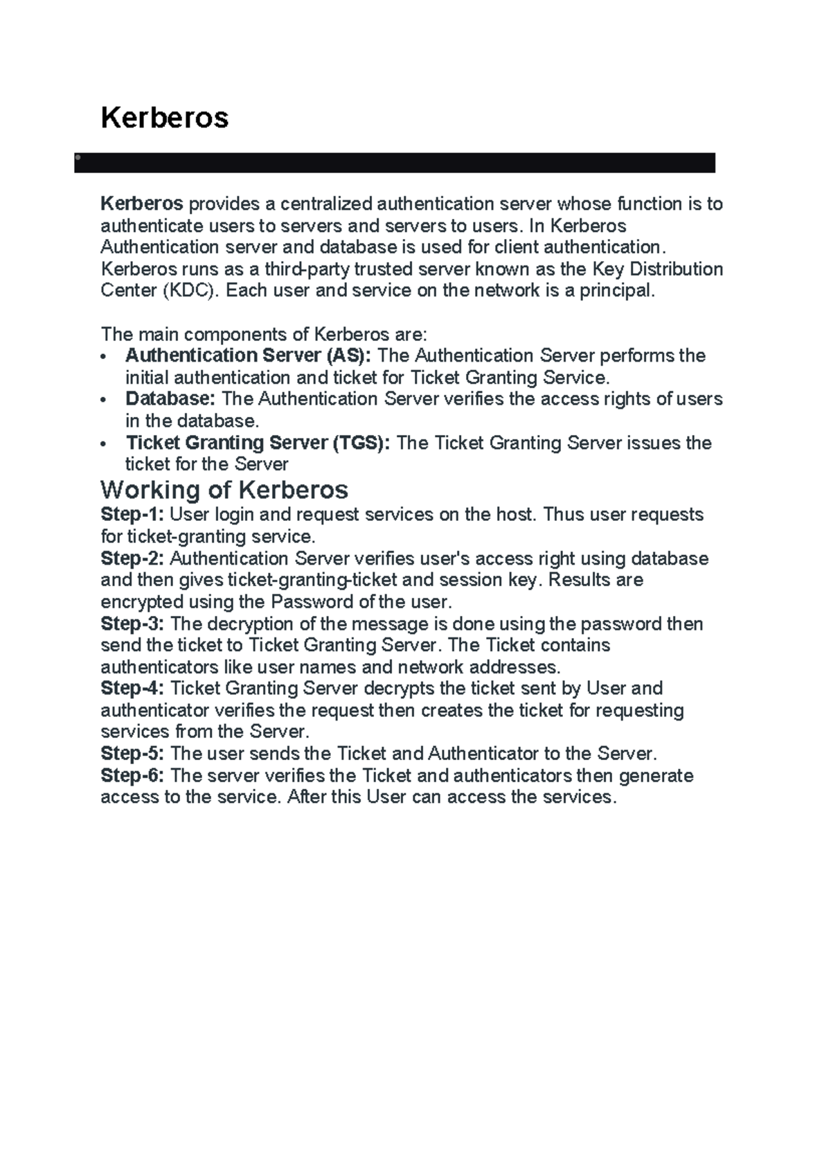 Kerberos Authentication Overview and Limitations - Studocu