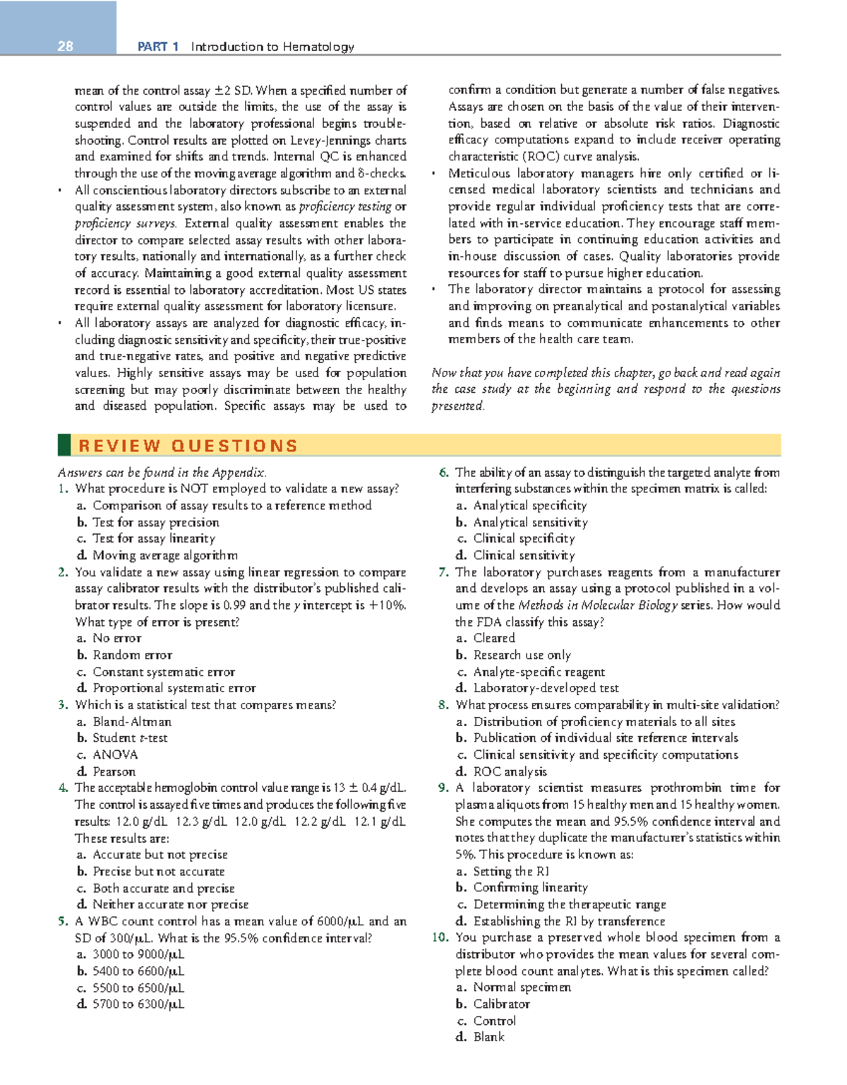 Hematology Review Questions - Rodak's 6th Edition Insights - Studocu