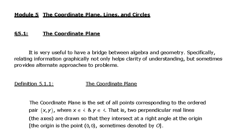 Precalculus Module 5: Coordinate Plane, Lines, and Circles - Studocu