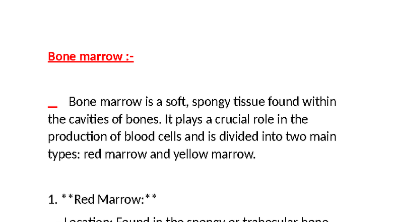 Anatomy of Bone Marrow: Functions & Locations - Studocu