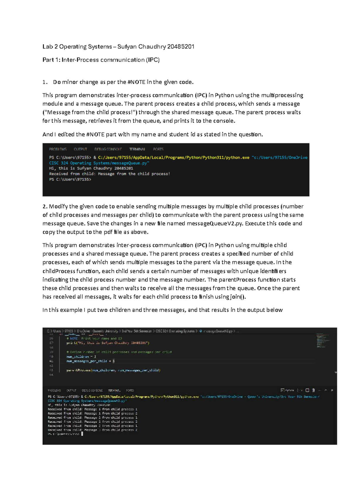 Lab 2 - 5201: IPC & Scheduling Algorithms in Python - Studocu