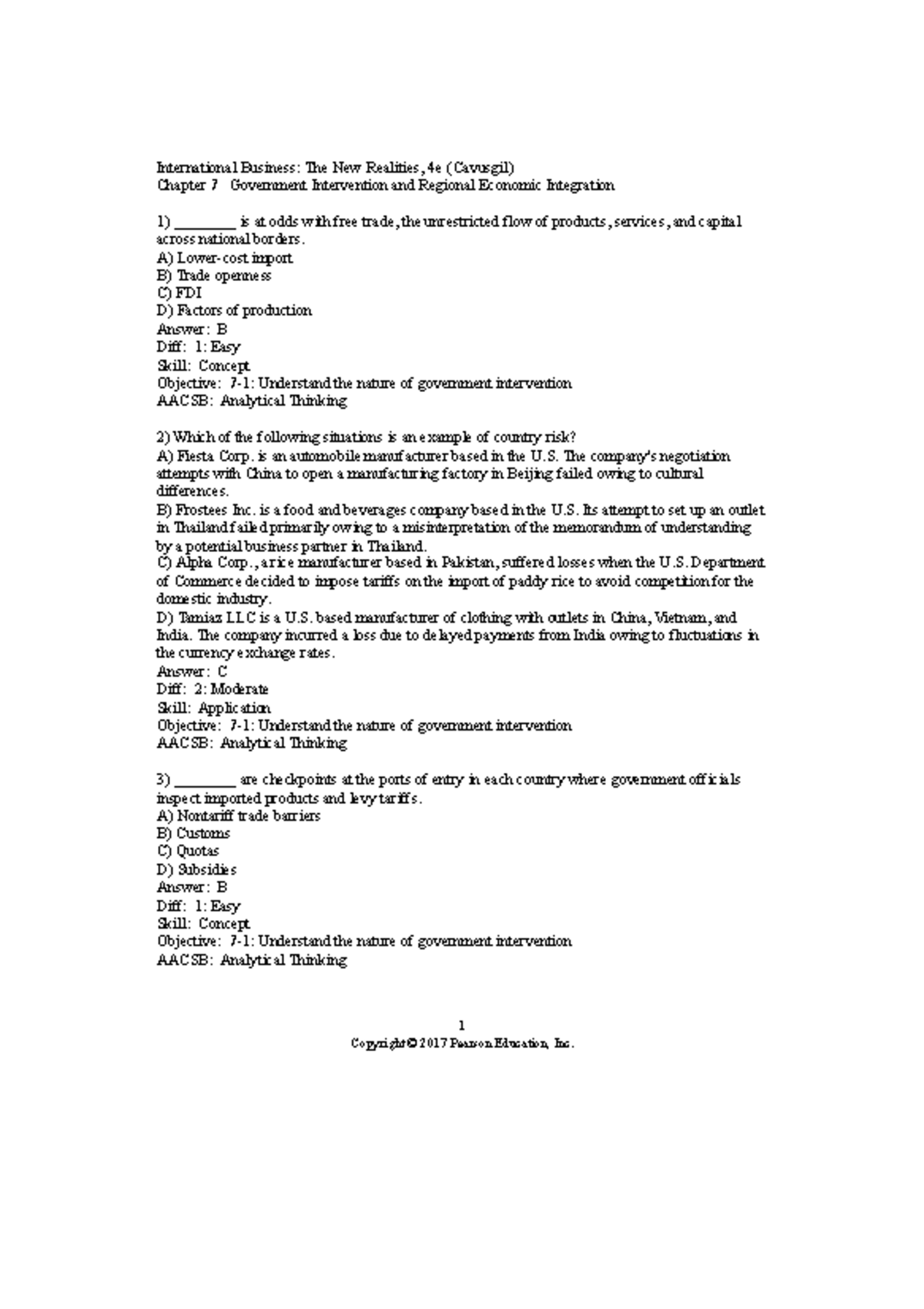 International Business: The New Realities, 4e (Cavusgil) Chapter 7 Quiz on - Studocu