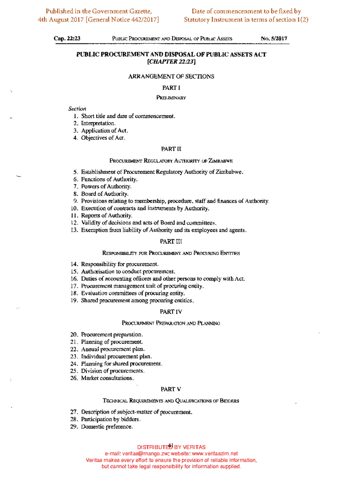 Public Procurement and Disposal of Public Assets Act (Cap. 22:23) - Studocu
