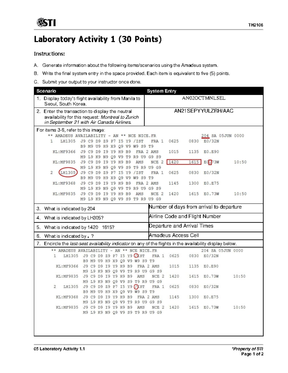 05 Lab Act 1: Using Amadeus for Flight Info & Data Entry Task - Studocu