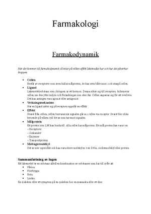 Farmakodynamik - FARMAKODYNAMIK “Läran om läkemedels effekter i kroppen” Många sjukdomar kan vi ...