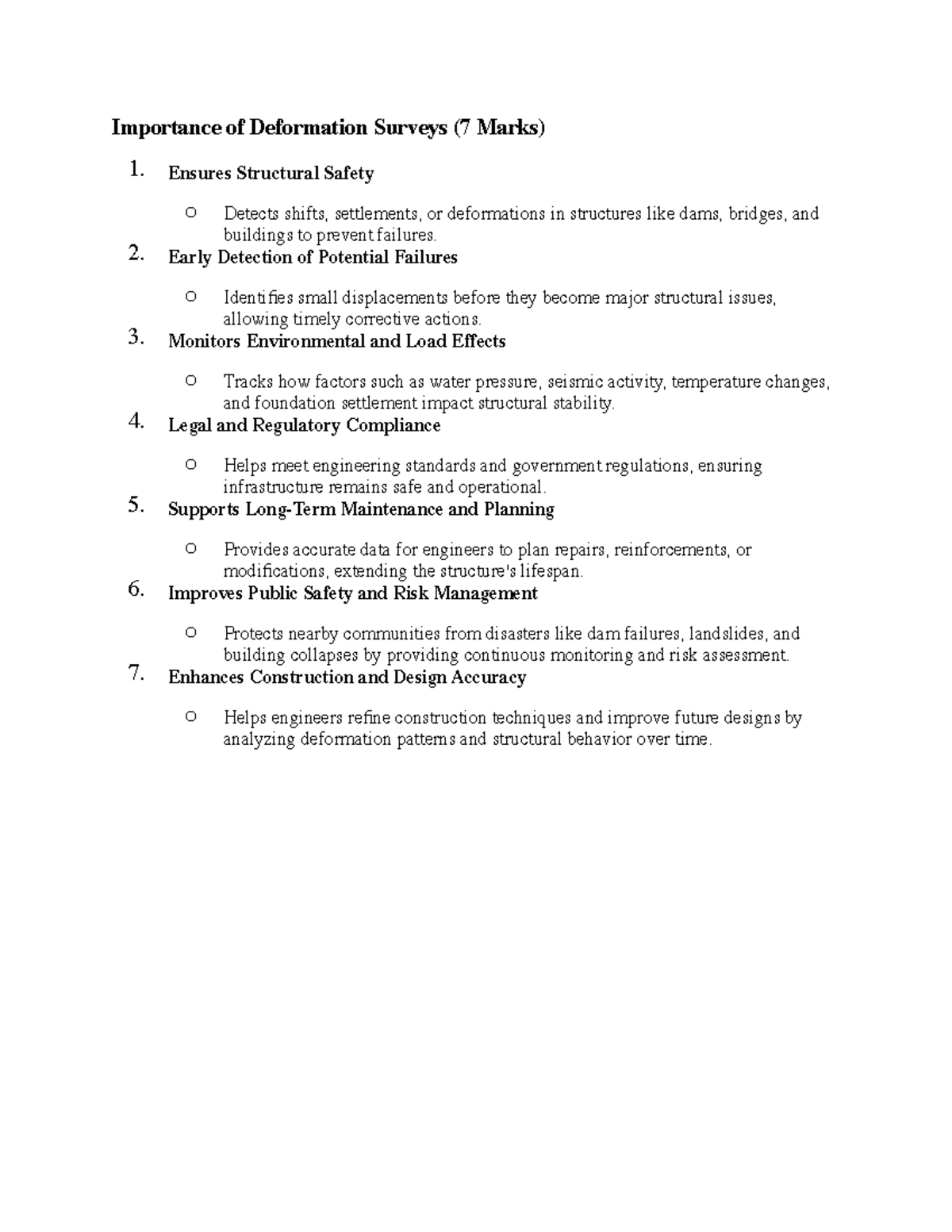 Survey - Ensures Structural Safety Detects shifts, settlements, or ...