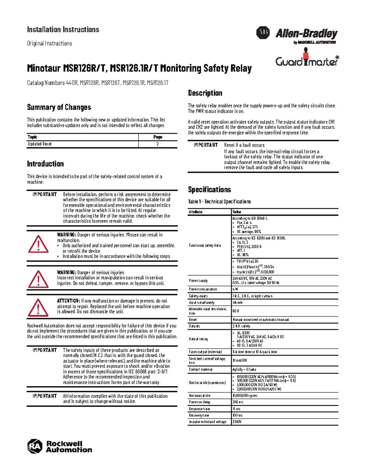 Relay seguridad - dibujo - Installation Instructions Original ...