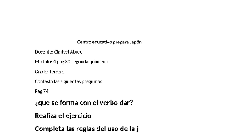 ESP Módulo 4: Ejercicios y Reglas de Uso de la J - Studocu