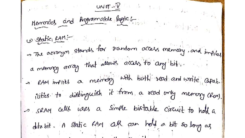VLSI Unit V: SRAM Design and Memory Architecture Notes - Studocu