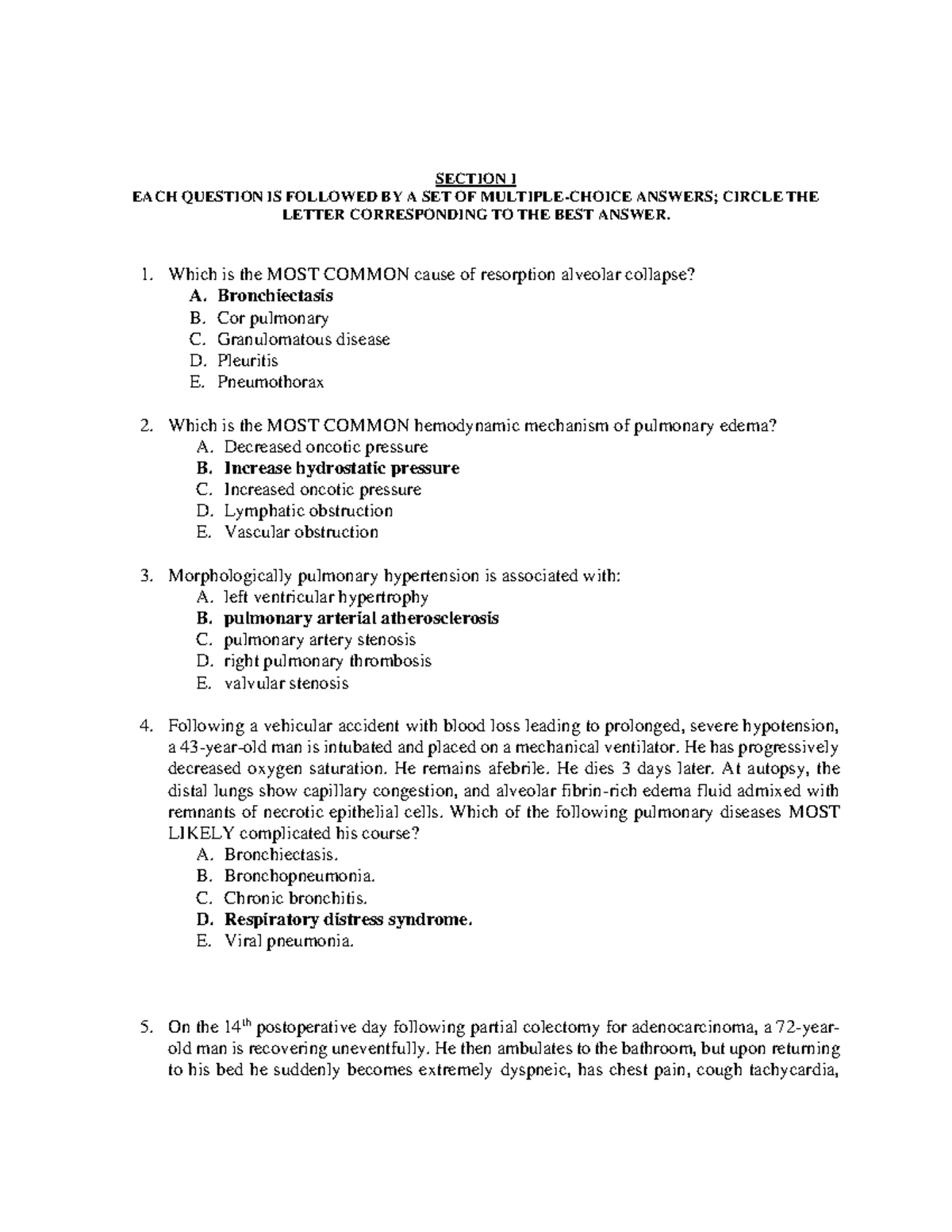Respiratory Pathology MCQs & Answers: Exam Prep Guide - Studocu