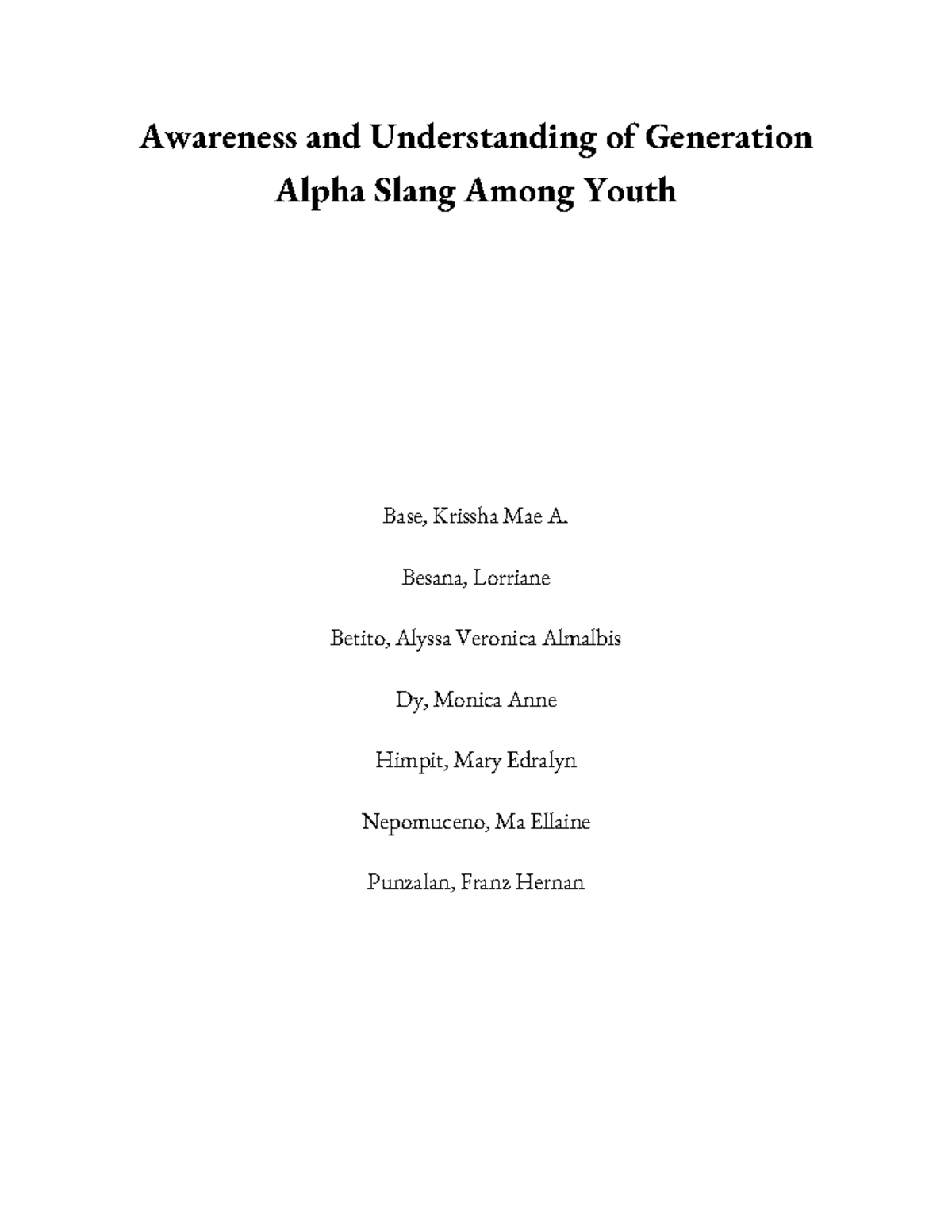 Awareness of Generation Alpha Slang Among Youth - RDL Topic 3 - Studocu