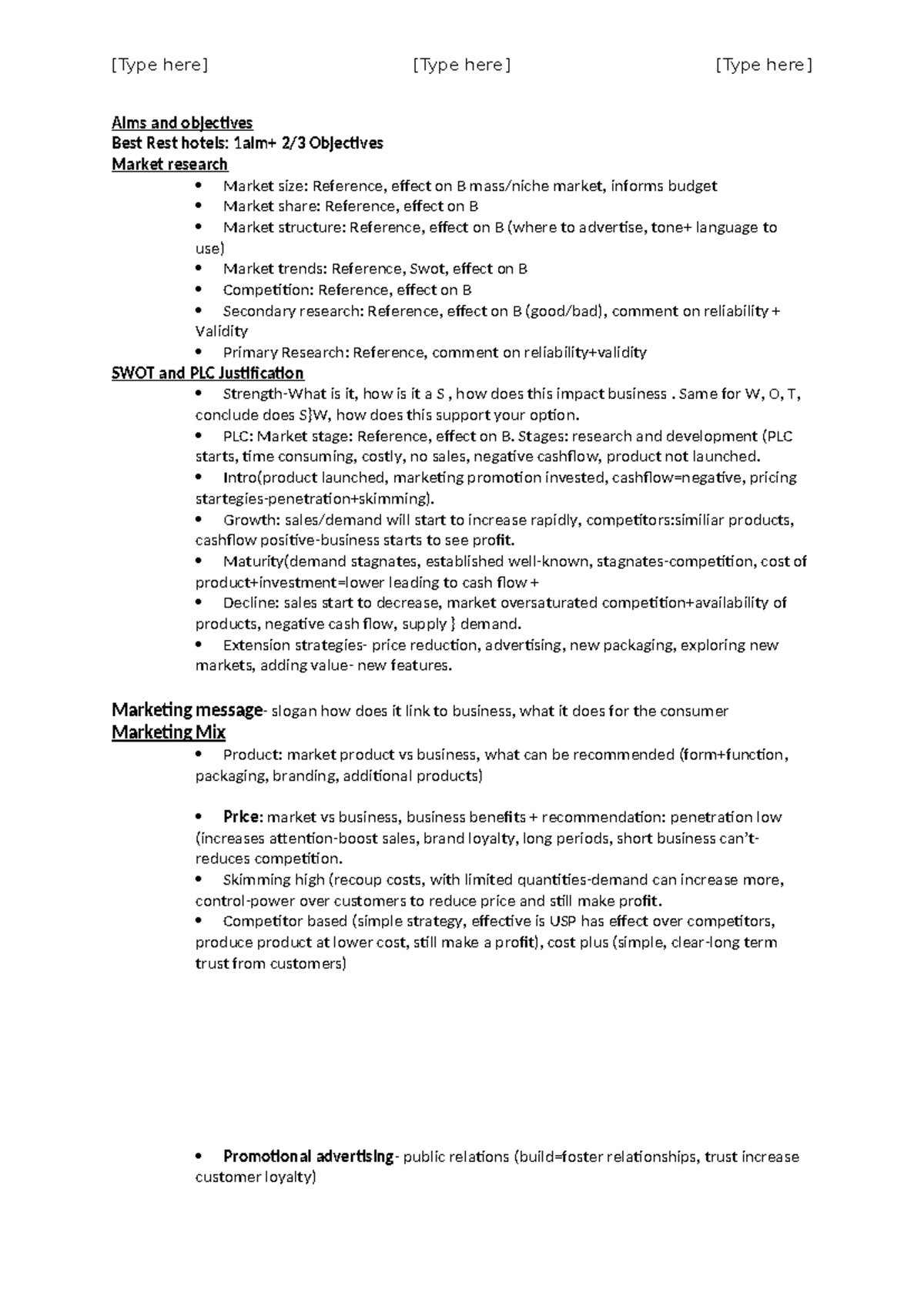 Aims and objectives - [Type here] [Type here] [Type here] Aims and ...